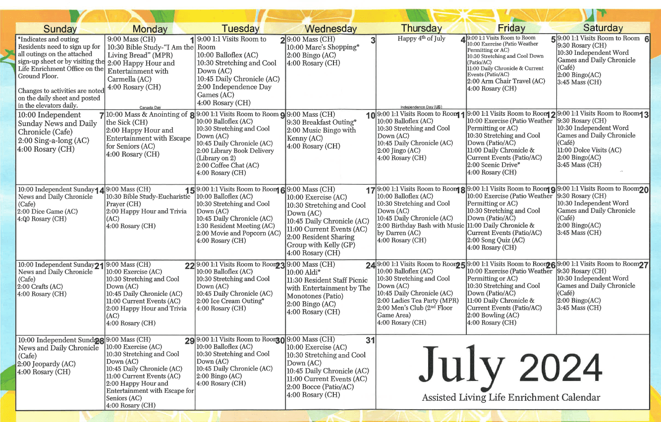 Activities and Life Enrichment - Light of Hearts Villa